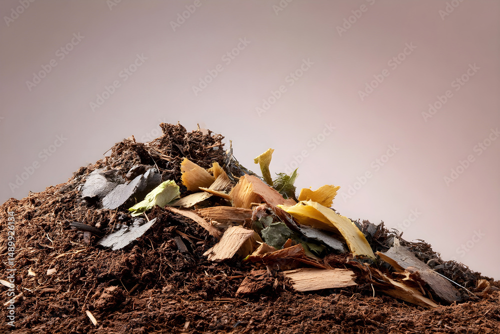 Pile of compost with organic food waste and soil ready for natural ...