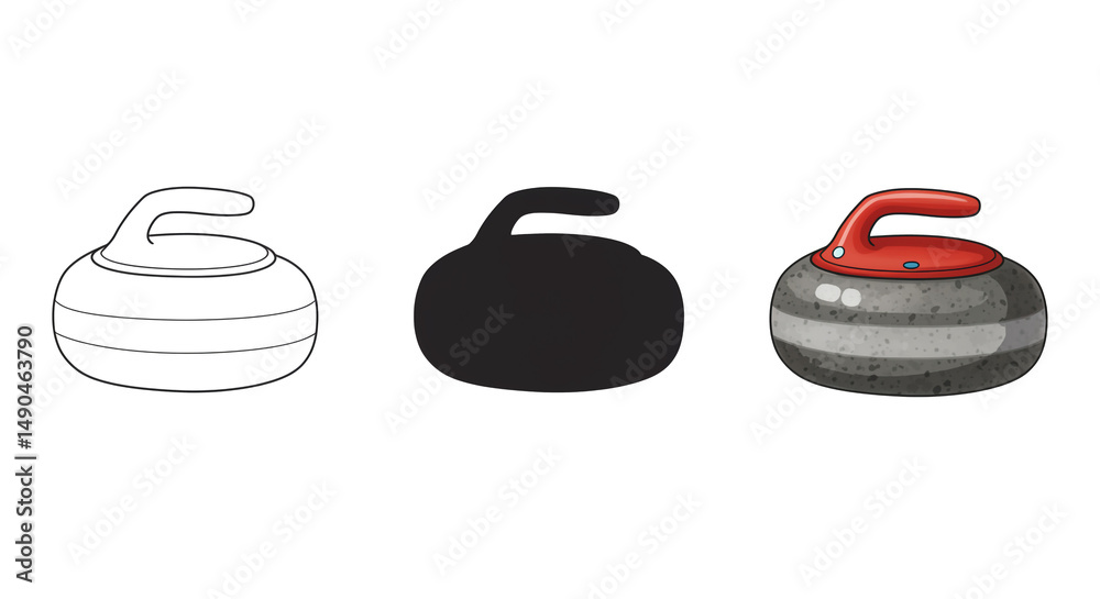 Curling stones illustration a visual guide to outline silhouette and ...