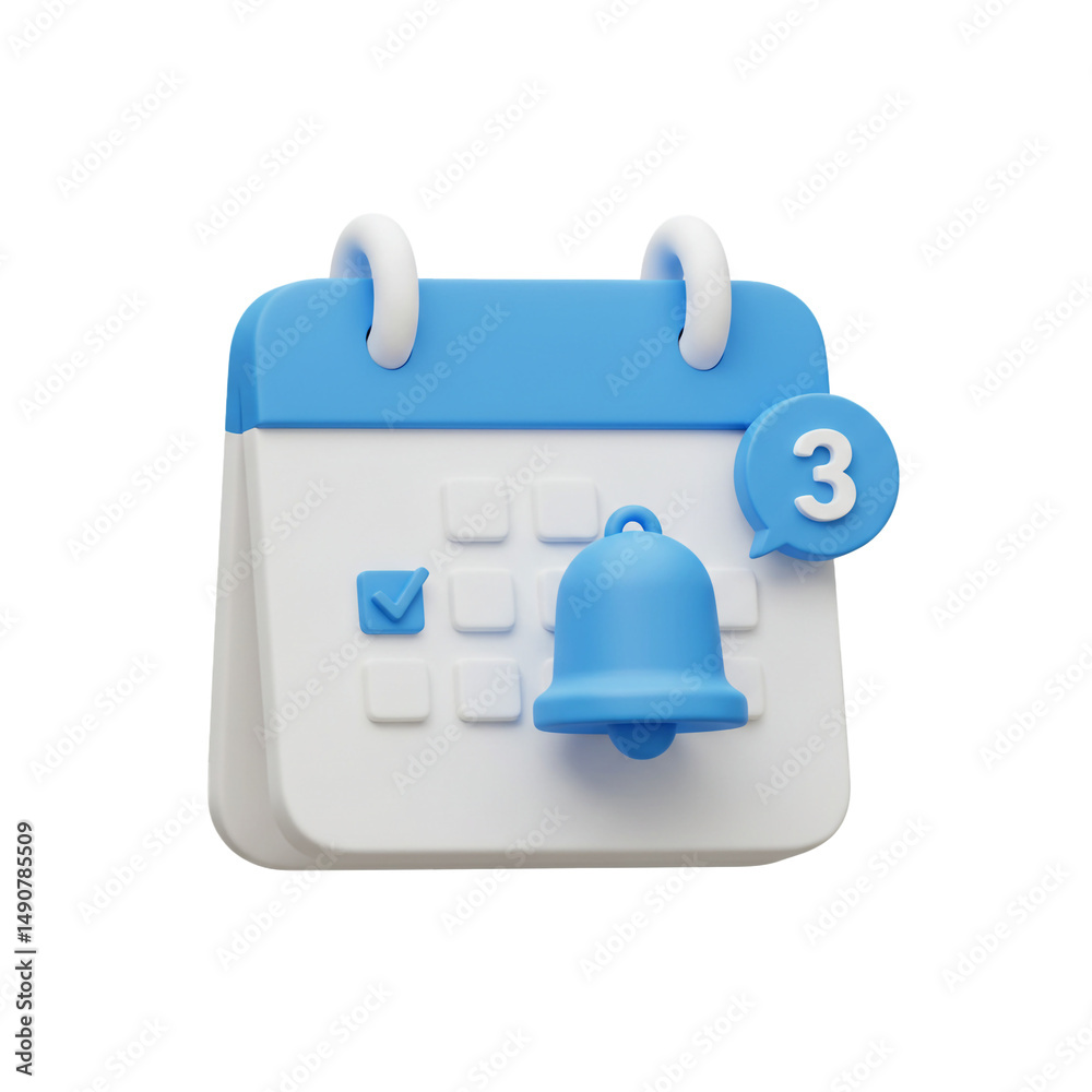 3-day calendar notification icon in 3d style, a simple and elegant ...