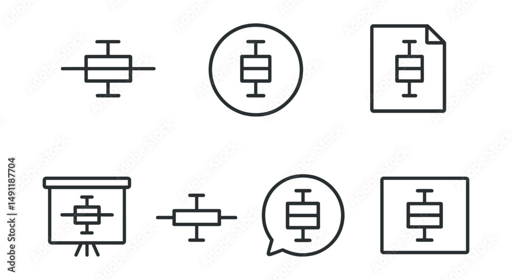 Stock-Vektorgrafik „Line style icons of box plots: data spread icon ...