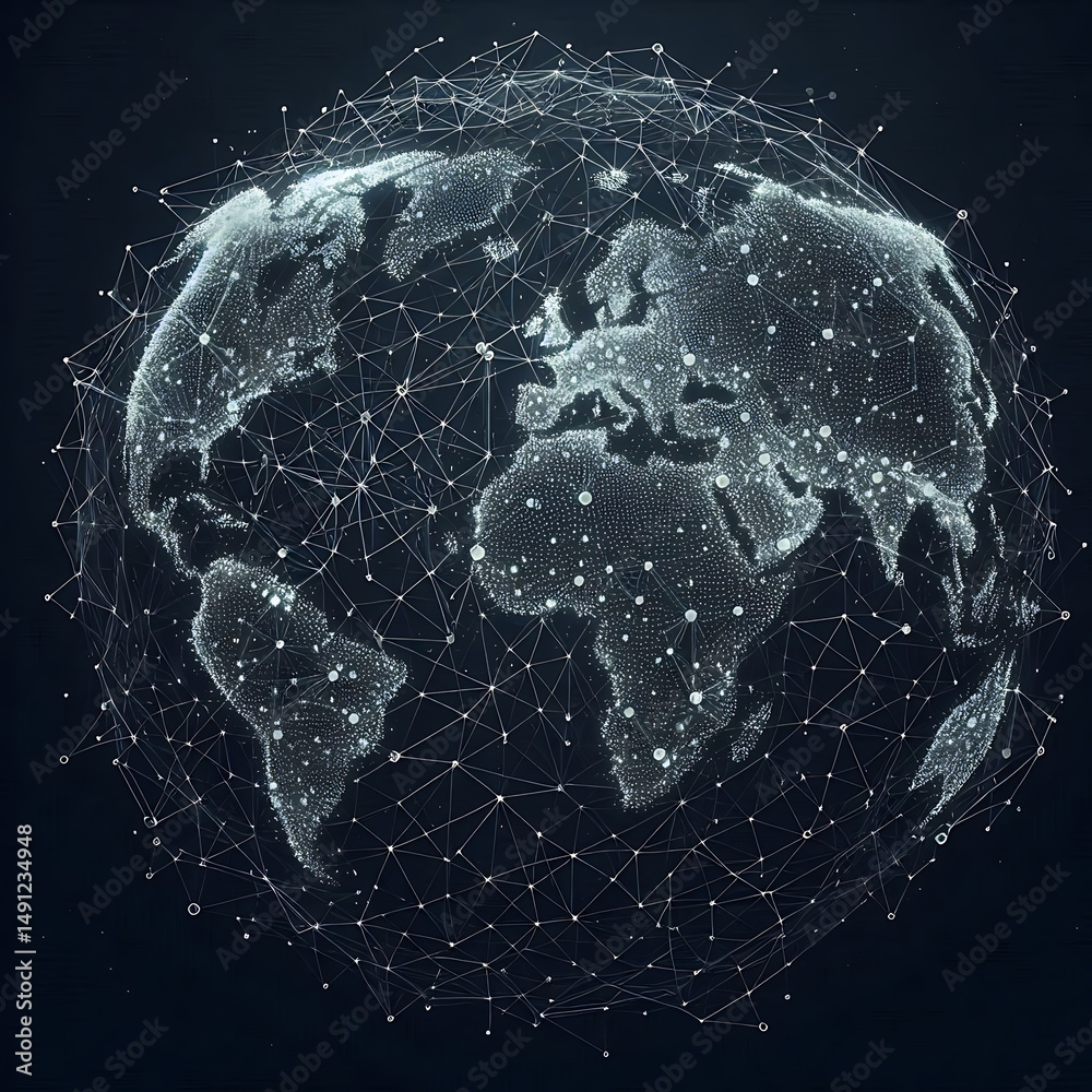 Vector. Map of the planet. World map. Global social network. Future ...