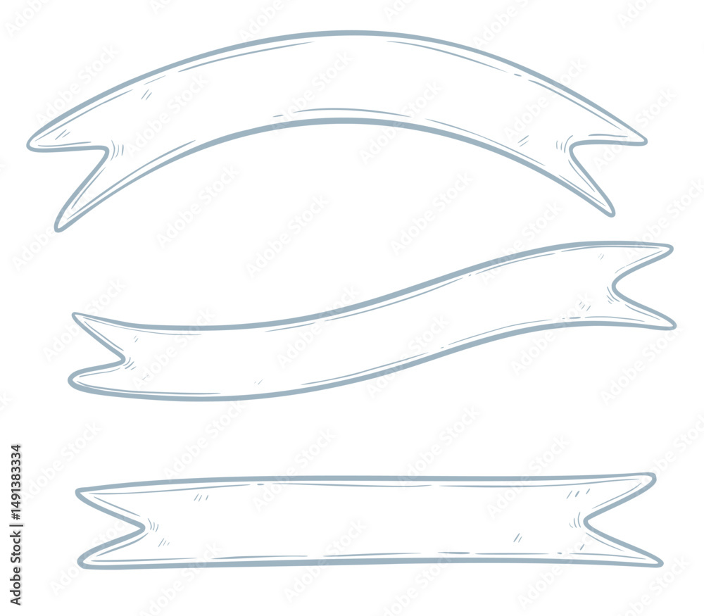 Ribbon vector illustration with space for text. Linear pastel blue ...