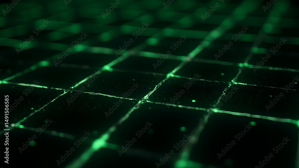 Memory circuit grid with double diagonal X patterns, glowing green ...