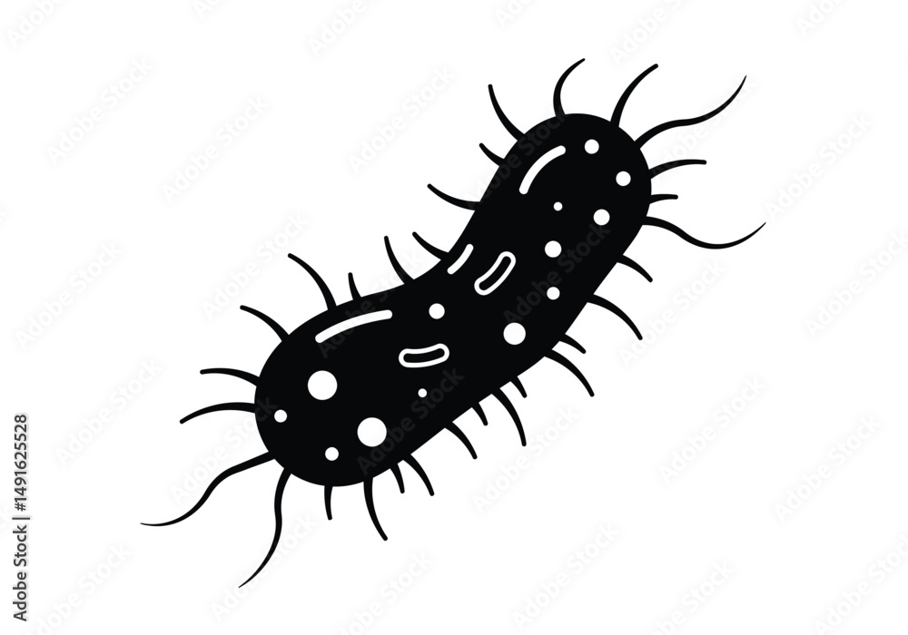 Bacteria silhouette. This image shows a bacteria cell outline, possibly ...