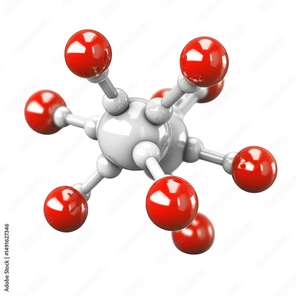 Detailed molecular model of a water molecule with one oxygen atom ...