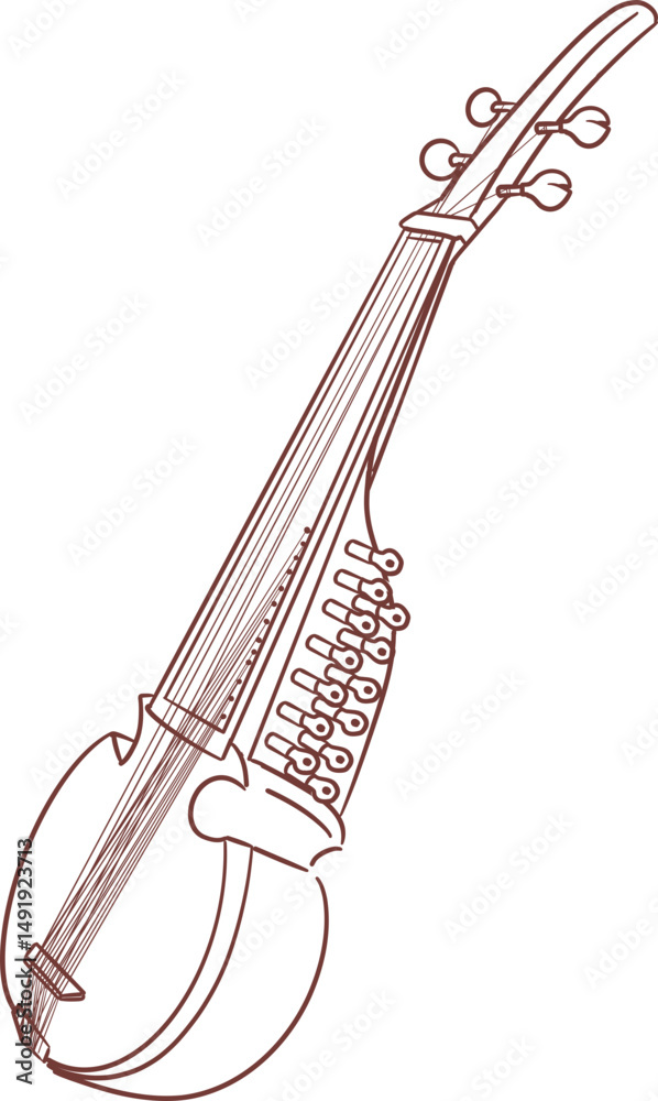 rabab ,Indian music instrument outline drawing clipart Stock Vector ...