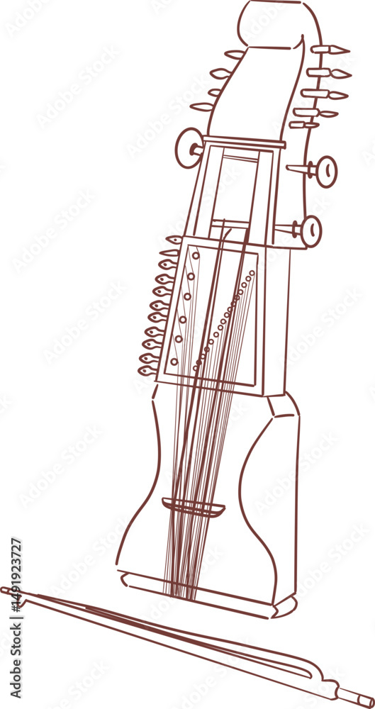 Sarangi ,Indian music instrument outline drawing clipart Stock Vector ...