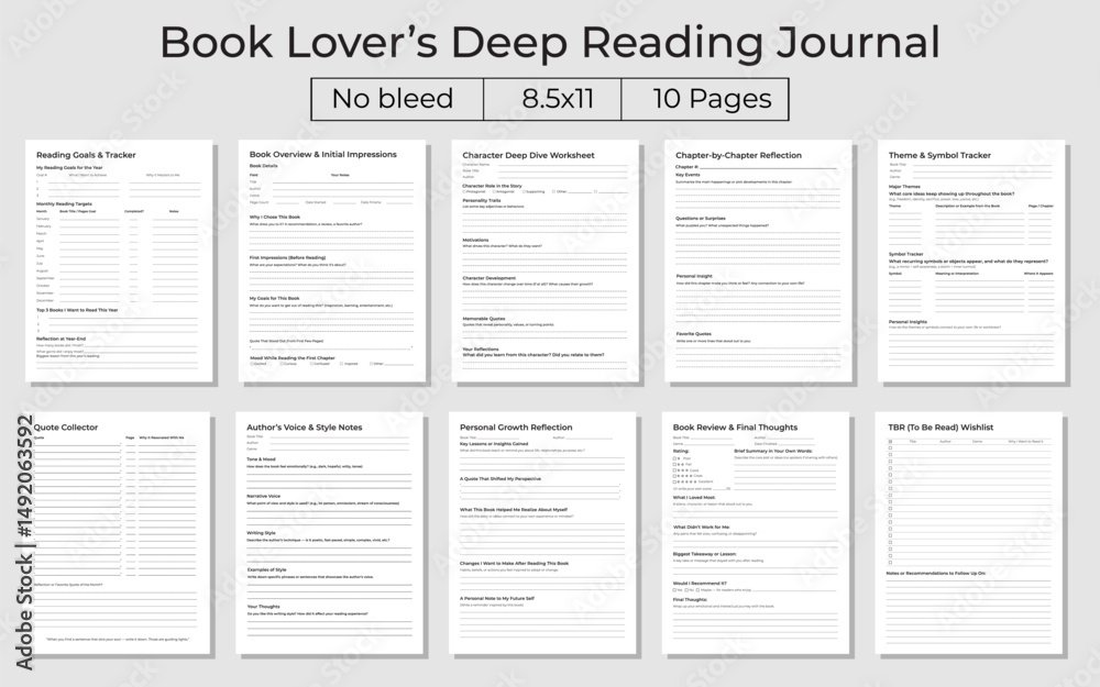 Deep Reading Journal for Book Lovers – Track Reading Goals, Characters ...