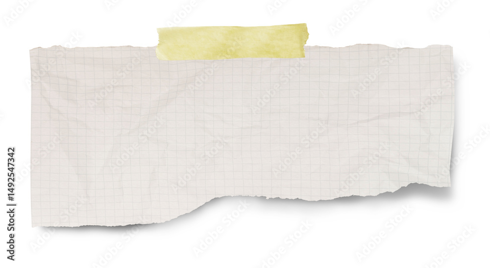 Real notepad with grid line isolated. White grid notepaper journal ...