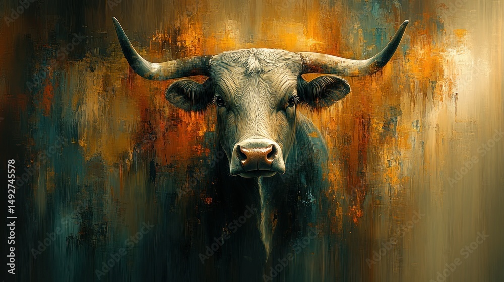 Powerful bull portrait, vibrant colors Stock Photo | Adobe Stock