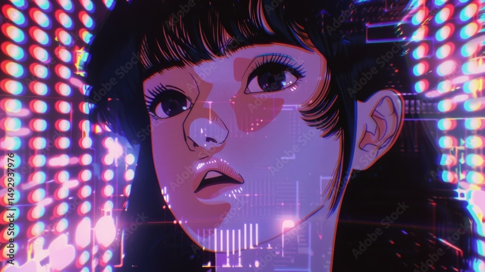 Abstract portrait human rendered in detailed of cartoon line style ...