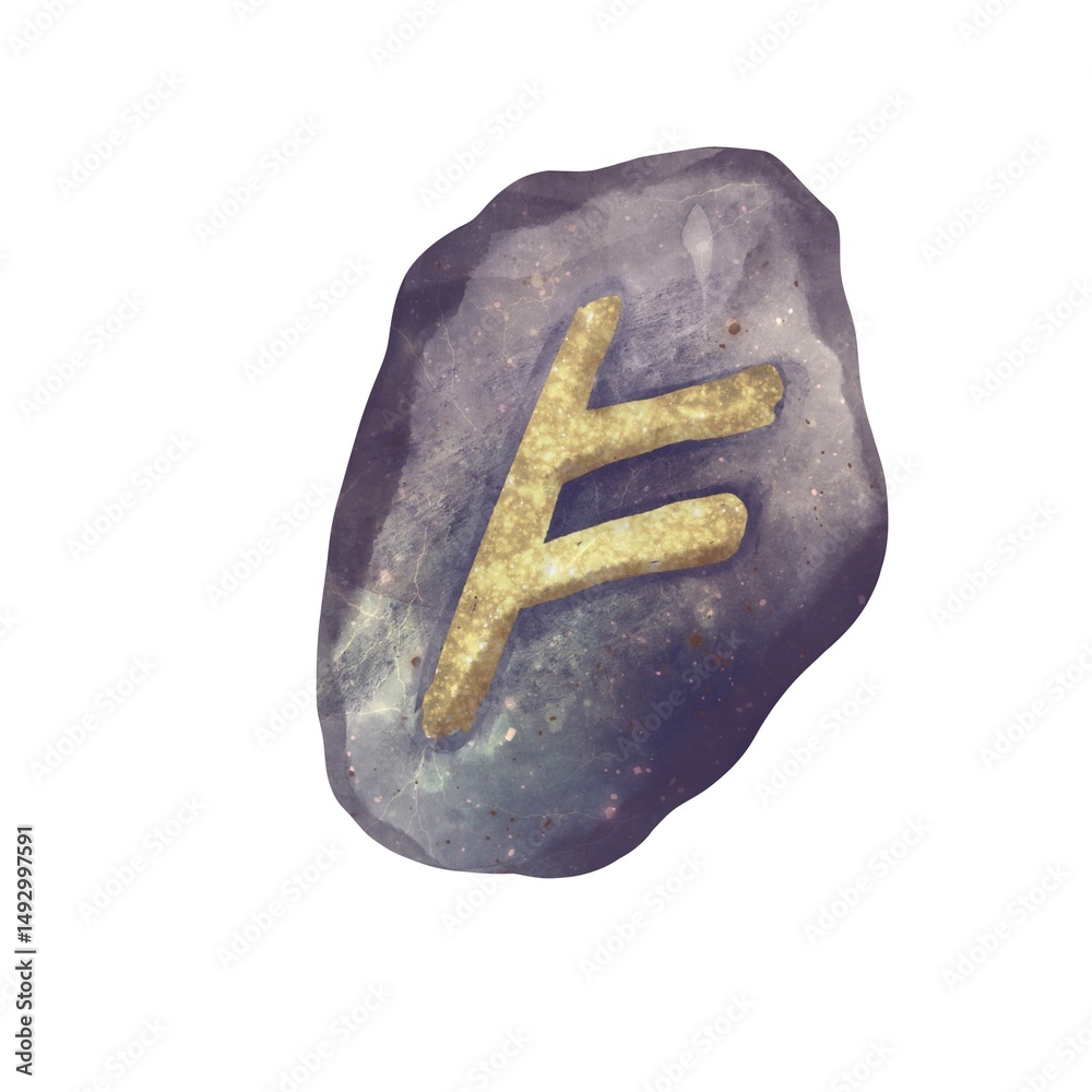 Ilustración de Stock Watercolor black stone with golden flecks and ...