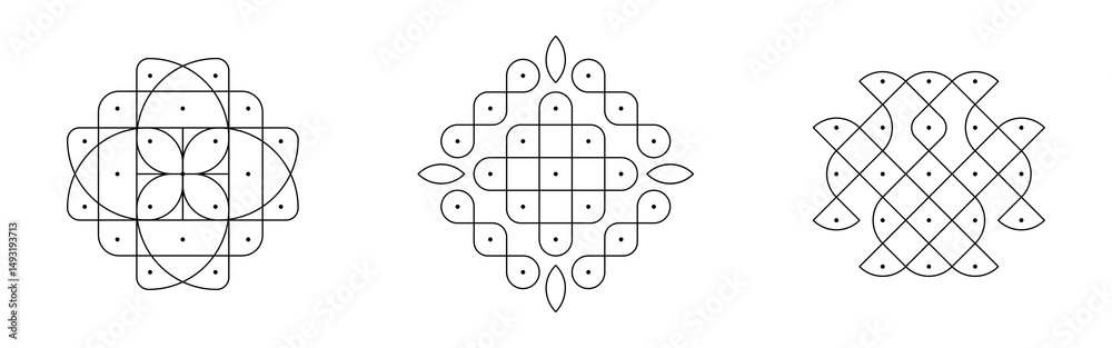 Fresh kolam designs, simple and elegant! Stock Vector | Adobe Stock