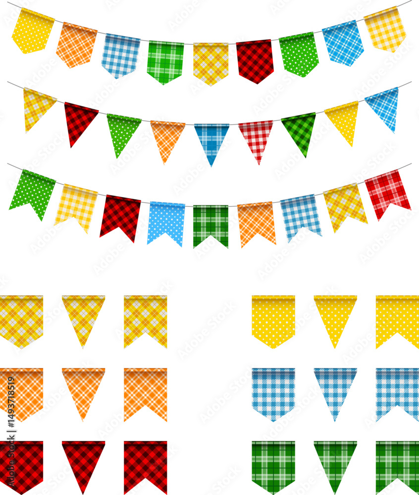 set of festa junina colorful pennants. isolated colorful party pennants ...