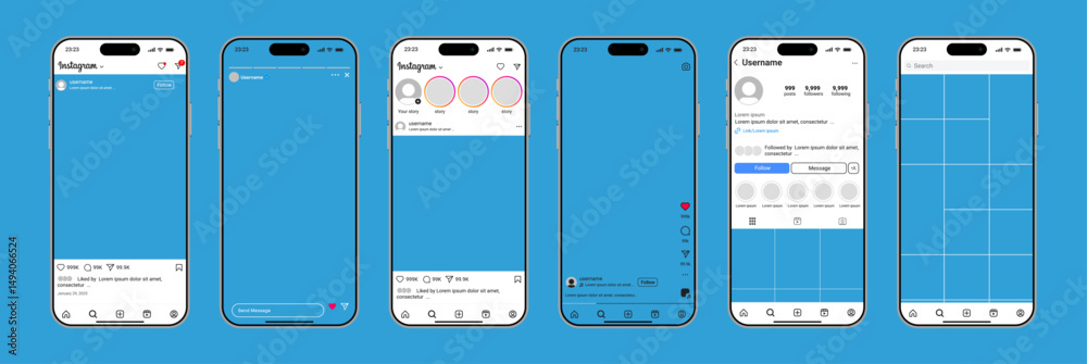 Instagram post story reels mockup template with 2025 grid size and ...