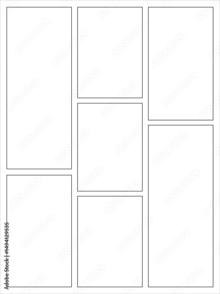 7 panel vertical comic layout Stock Illustration | Adobe Stock