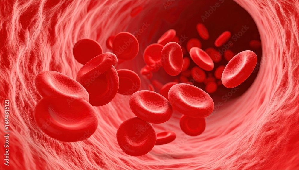 Microscopic View of Red Blood Cells Flowing Through a Vein Vessel Human Anatomy Stock ...