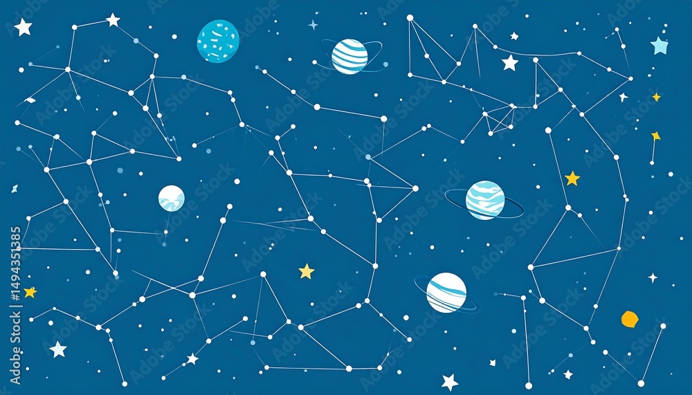 Constellations and planets in space. Stock Illustration | Adobe Stock
