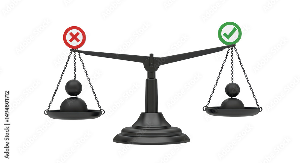 Isolated Scales of Justice with Positive and Negative Symbols Stock ...