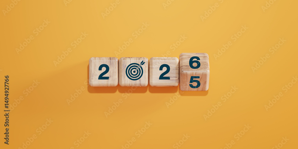 Flipping Wooden cube block for change 2025 to 2026, Countdown to 2026 ...