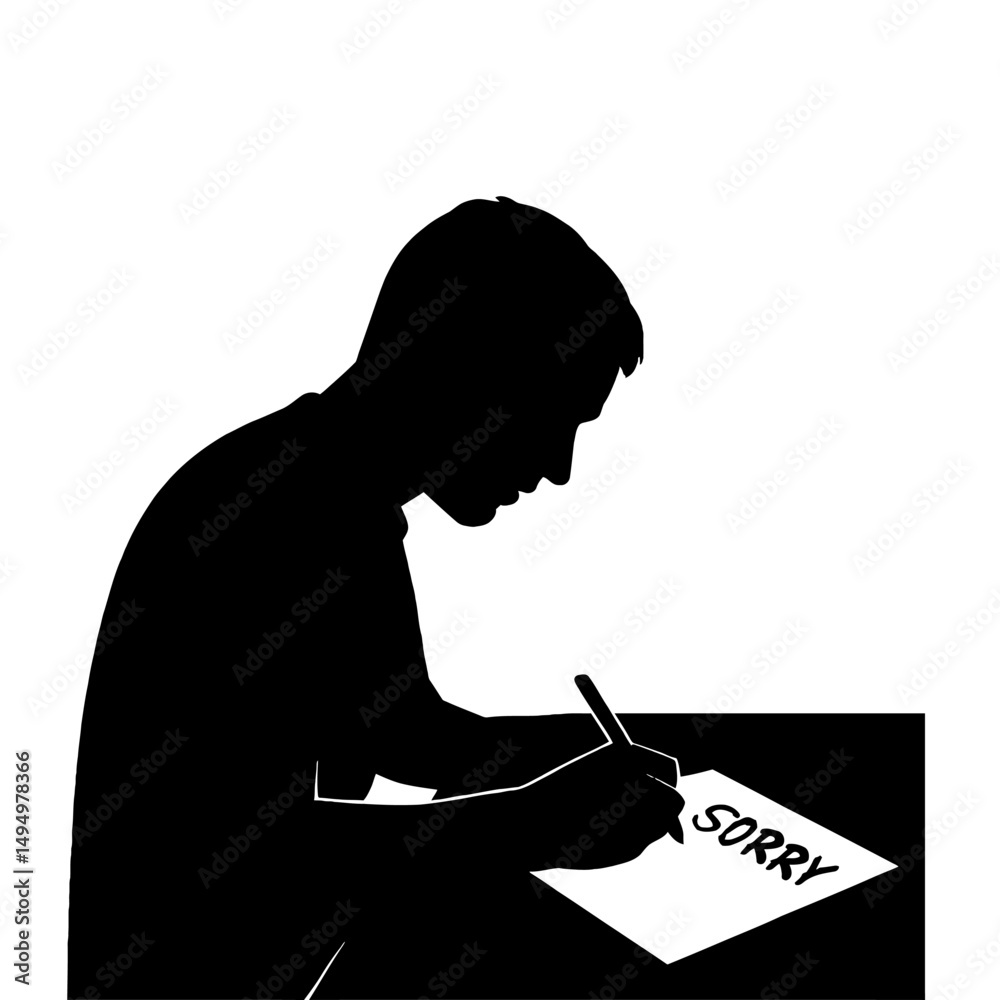 Apology letter writing man silhouette sorry message forgiveness ...
