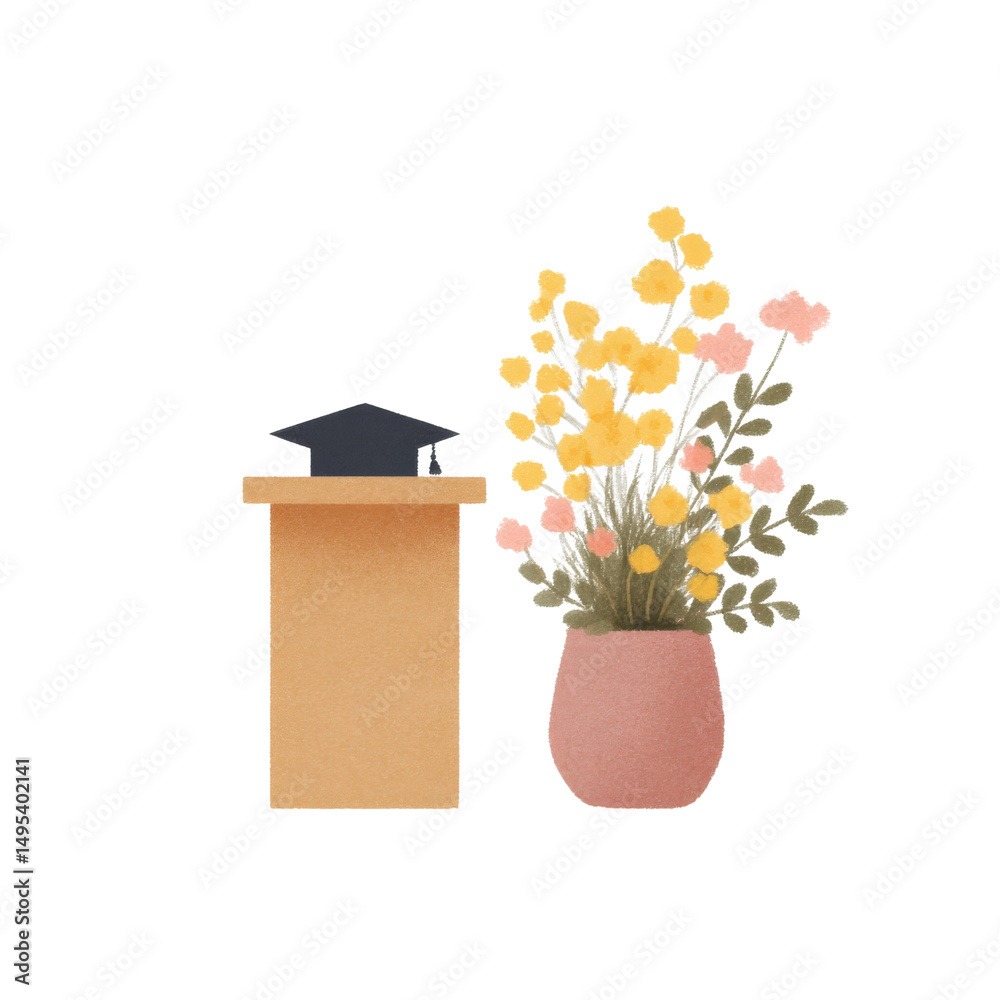 Graduation Flowers and Ceremony Stand: A graphic rendering captures the ...