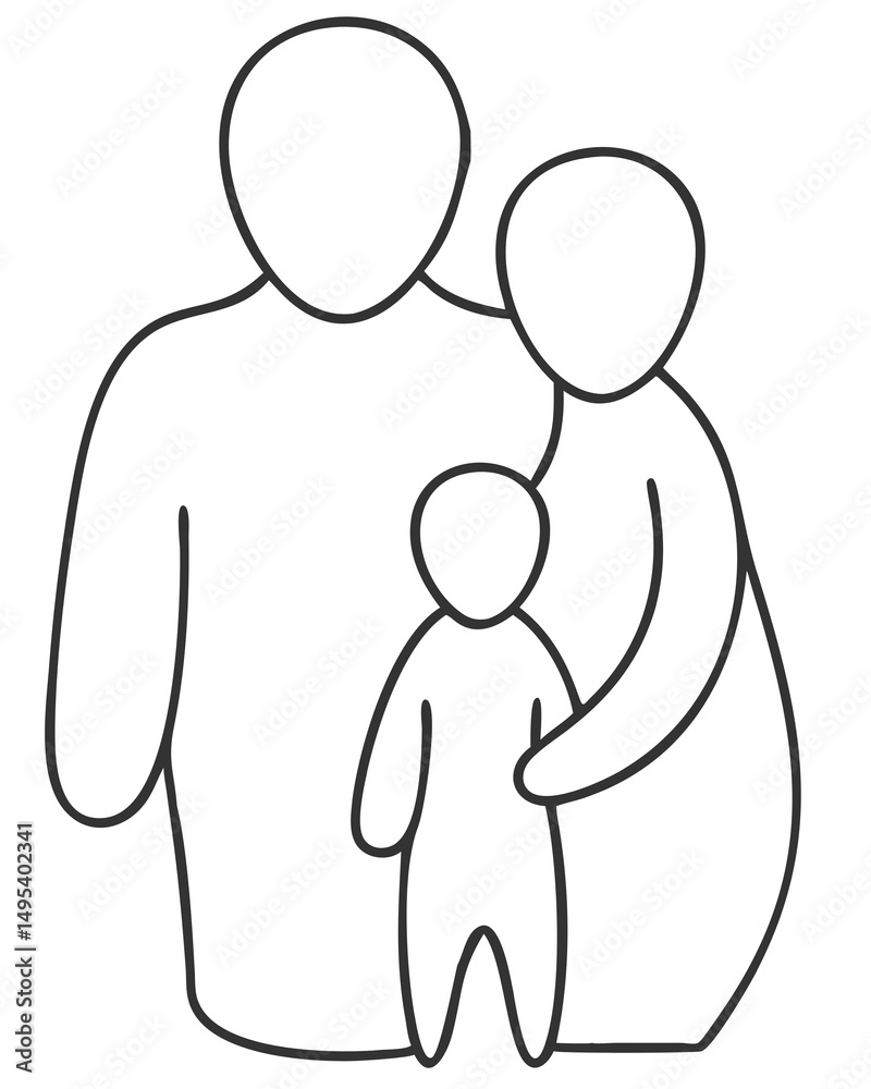 Family Line Art, Minimalist Family Sketch, Parent and Child ...