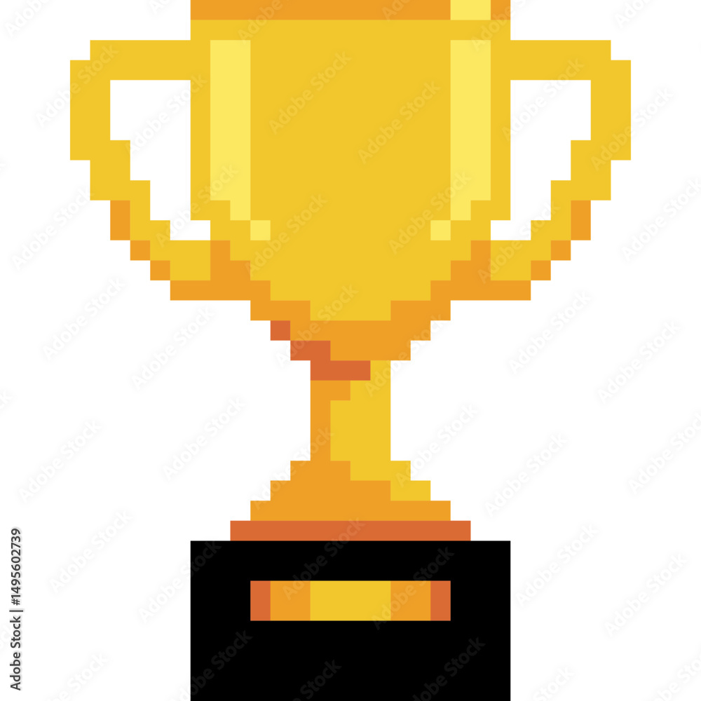 Vector de Stock Gold pixel art Trophy. 8-bit retro Trophy icon. Winner ...
