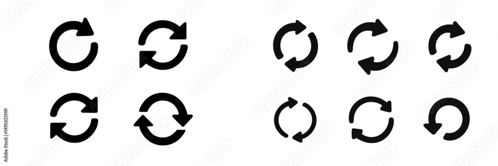 Collection of circular refresh icons displayed on a clean background ...