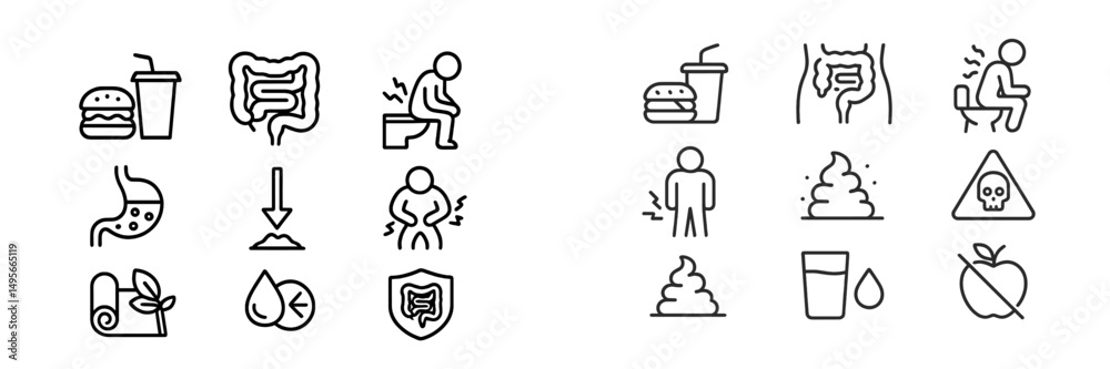 Illustration of digestive health, common issues, and dietary choices in ...
