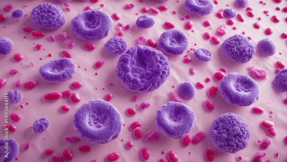 Foto de Stock Blood smear analysis under microscope indicates acute ...