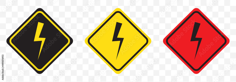 Power outage warning sign. high voltage warning sign with lightning ...