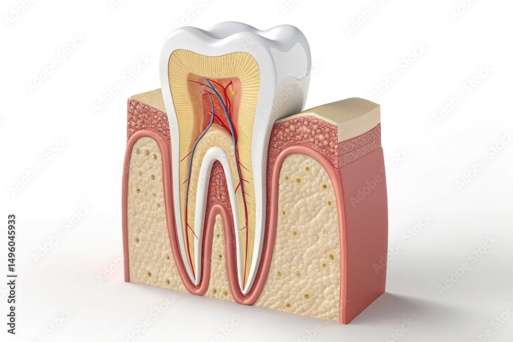 Tooth Anatomy Illustration Dental Health Structure and Components Explained Cross Section Root ...