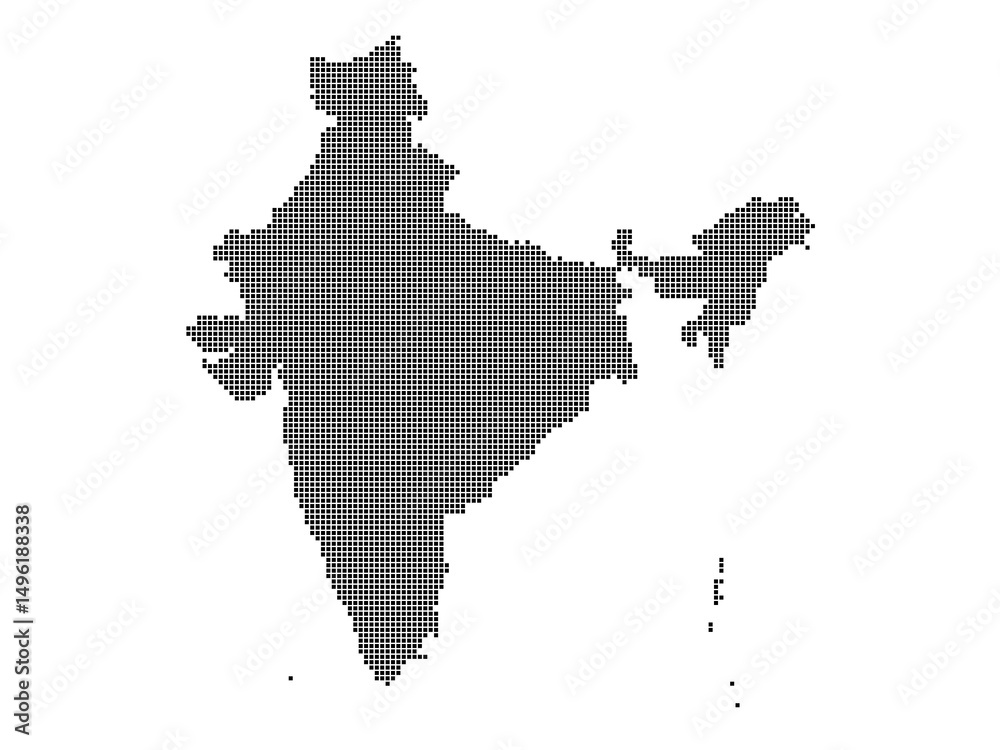 Dotted square map of India Large Stock Illustration | Adobe Stock