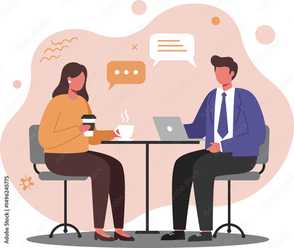 Business colleagues having meeting and coffee conversation in casual ...