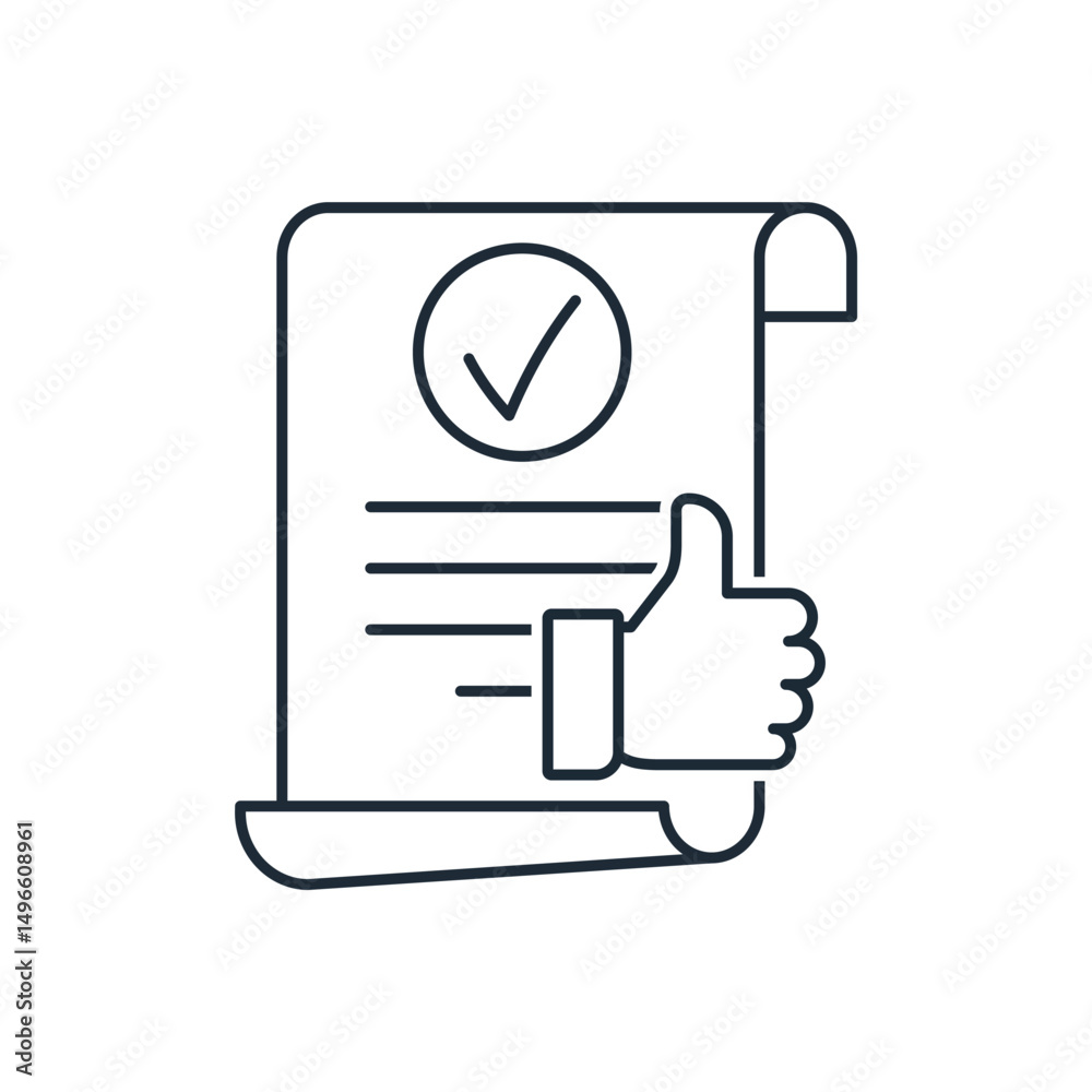 Form of information consent, document. Vector linear icon illustration ...