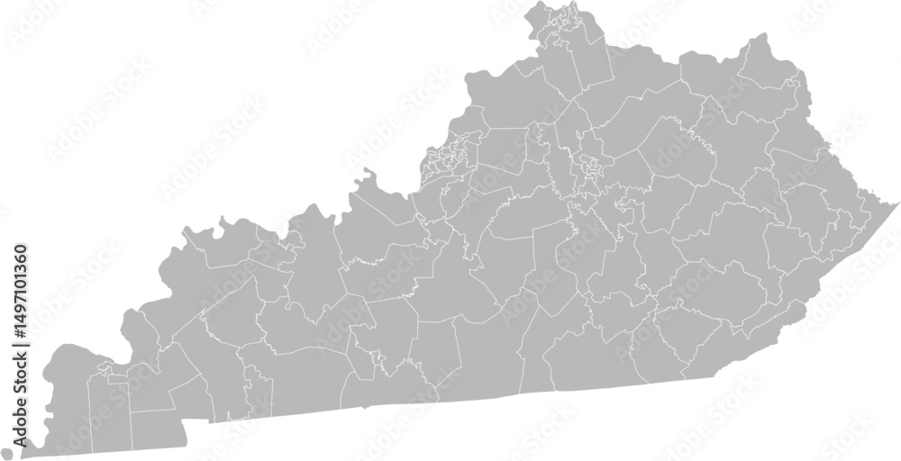 Kentucky state house districts vector map (Albers equal area conic ...