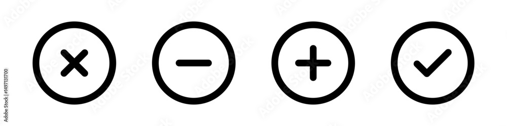 Set of Green check marks, red cross signs, checkbox list vector icon ...