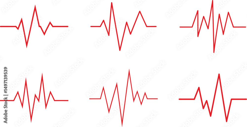 Heartbeat Wave set Vector illustrator. pulse. Cardio graph symbol ...