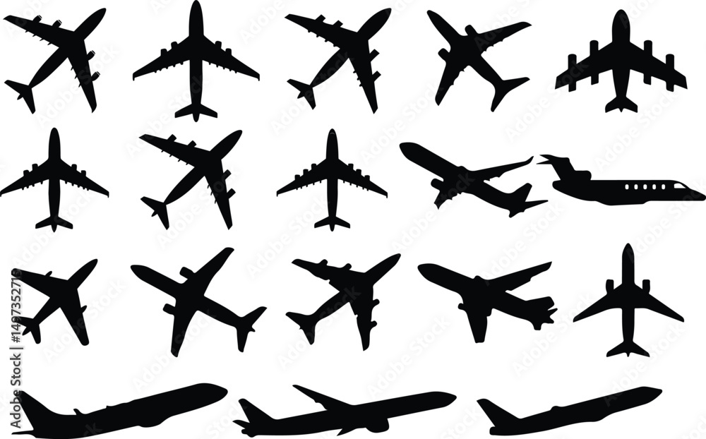 Set of airplane,Airplane icon logo set vector,Vector isolated plane ...
