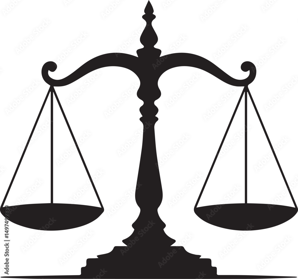 Balance Scales Silhouette Vector | Bold Black Vector Art Illustration ...