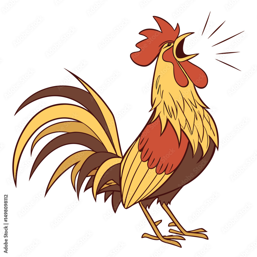 Rooster crowing in the morning, rooster vector icon logo. Adobe ...