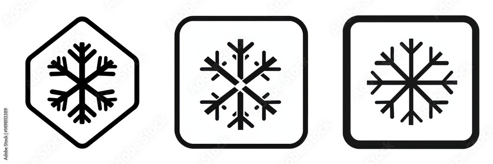Snowflake symbol icon cold winter freeze frost icy crystal flake season ...