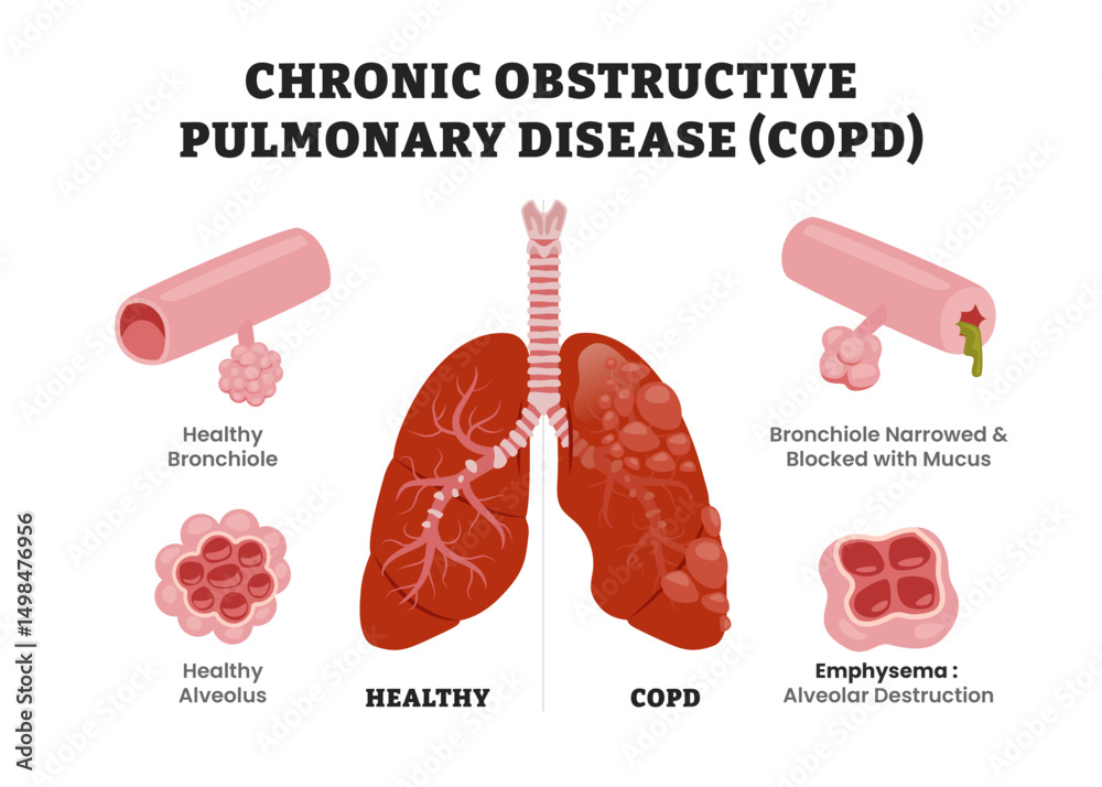 Chronic Obstructive Pulmonary Disease Copd Vs Healthy Lungs