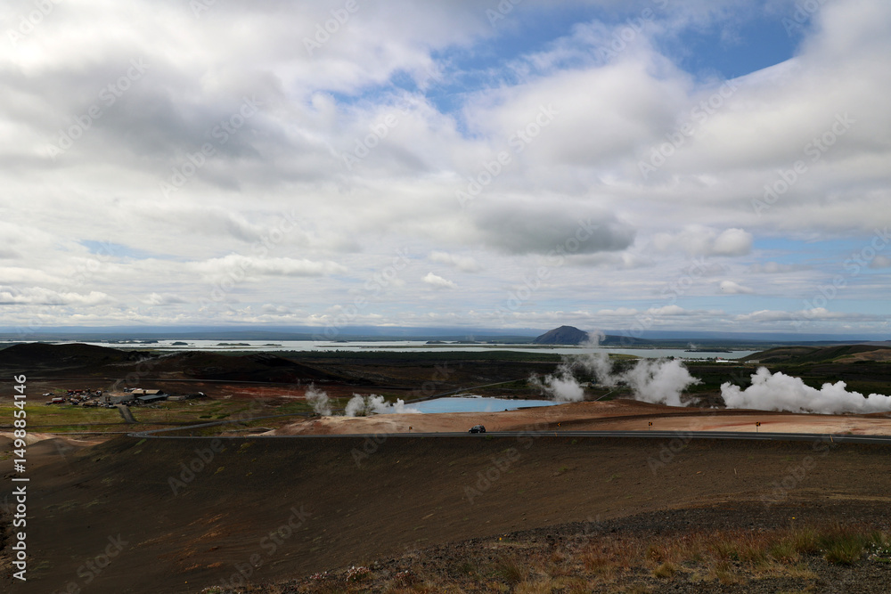 Myvatn geothermal area with its numerous hot springs in the Krafla ...
