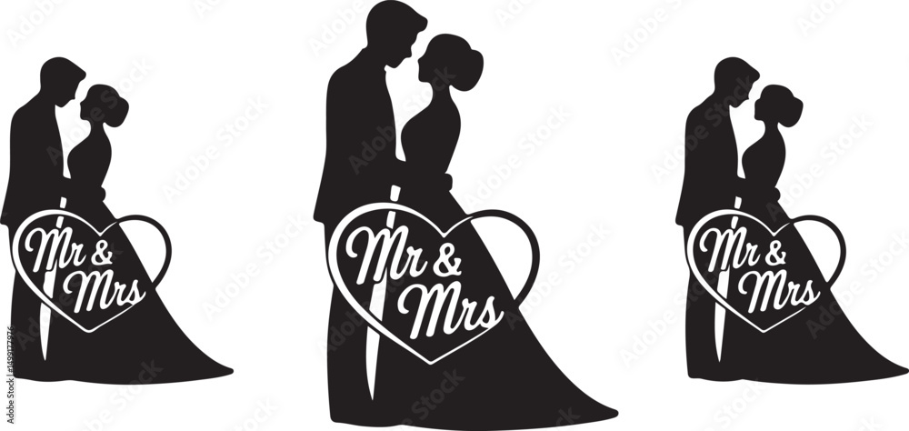 Vector de Stock Bride and Groom SVG | Wedding Couple Silhouette | Just ...