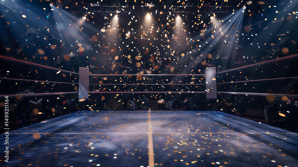 Ilustración de Stock Boxing ring, wrestling ring ropes arena stage with ...