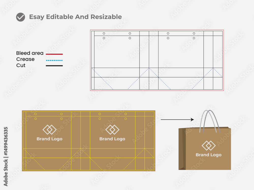 Shopping bag Die line Template Paper bag Die line Template Paper bag ...