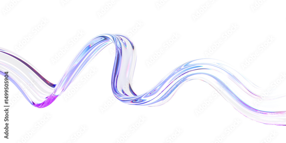 3d abstract liquid glass transparent clear ribbon wave line render ...