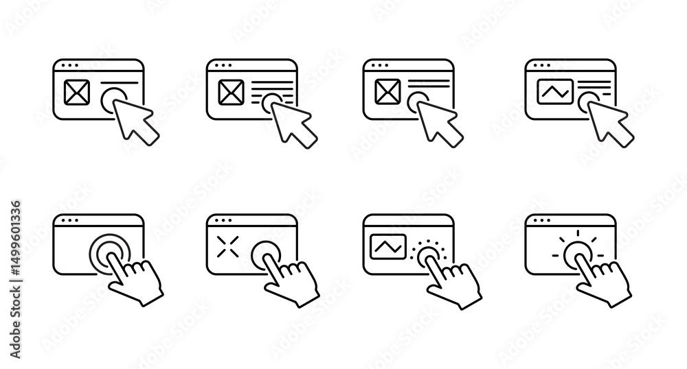 Mouse pointer cursor icon. Hand cursor button, png, cartoon, web ...